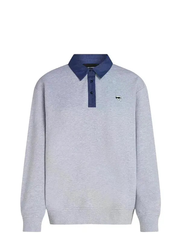 Karl Lagerfeld Ikon Patch Polo Shirt - Grey