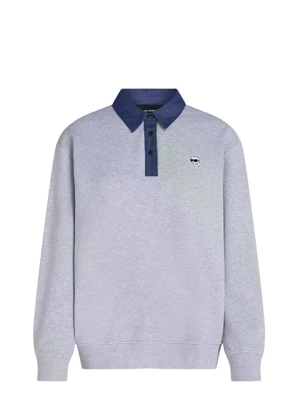 Karl Lagerfeld Ikon Patch Polo Shirt - Grey