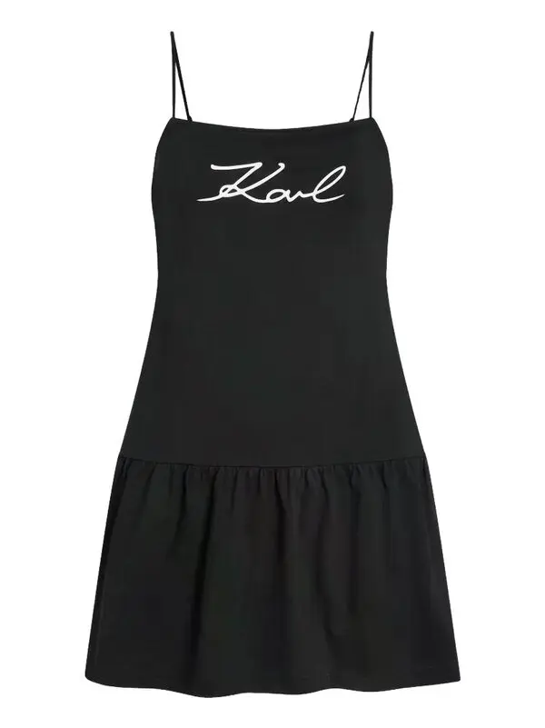 Karl Lagerfeld Logo-print Ruffled Beach Dress - Black