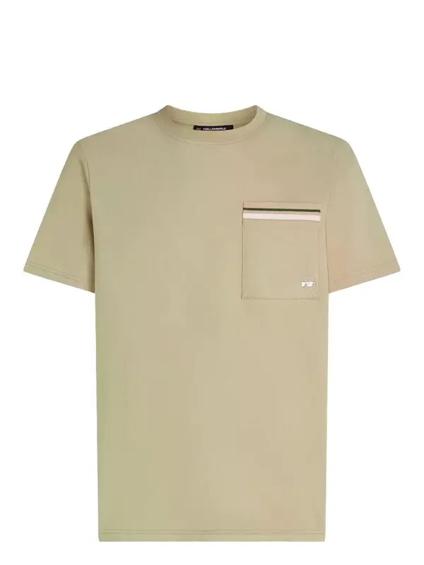 Karl Lagerfeld Striped-pocket T-shirt - Neutrals
