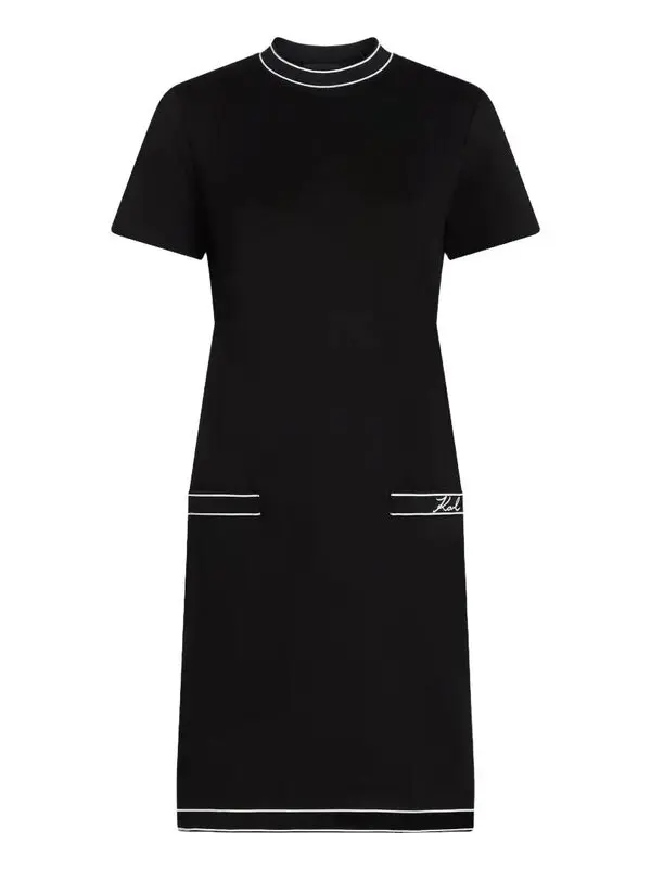 Karl Lagerfeld Logo-embroidered Mini Dress - Black
