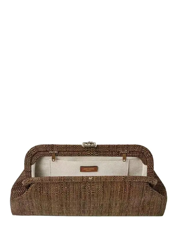 JIMMY CHOO Skylar Raffia Clutch Bag With Jc Clasp - Brown