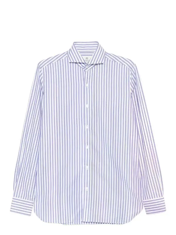 LUIGI BORRELLI Striped Cotton Shirt - Blue