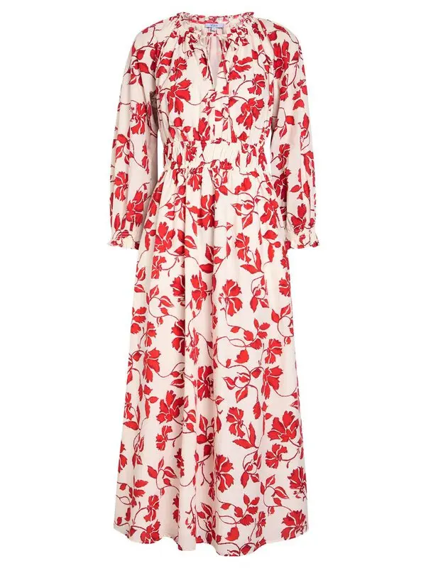 Rails Matia Floral-print Cotton Midi Dress - Red