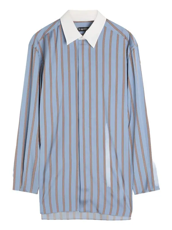 TOM FORD Striped Silk Shirt - Blue