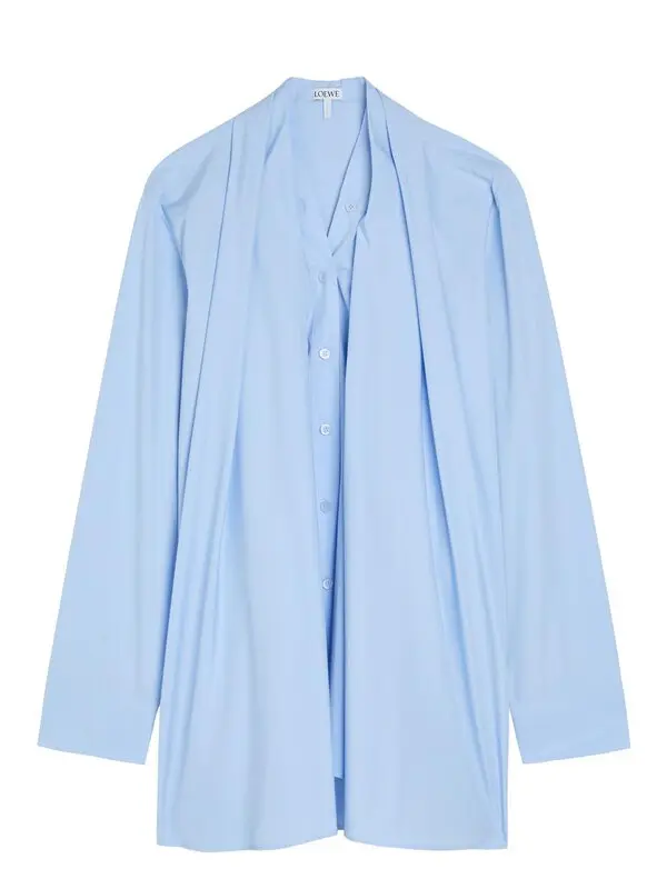Loewe Pleated Cotton-poplin Shirt - Light Blue