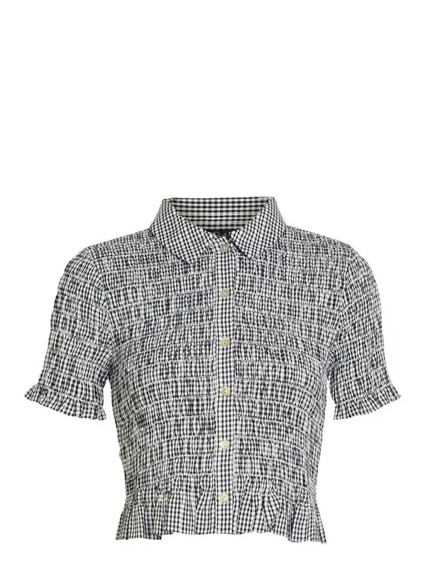 Rails Alton Smocked Gingham Cotton-poplin Shirt - Black