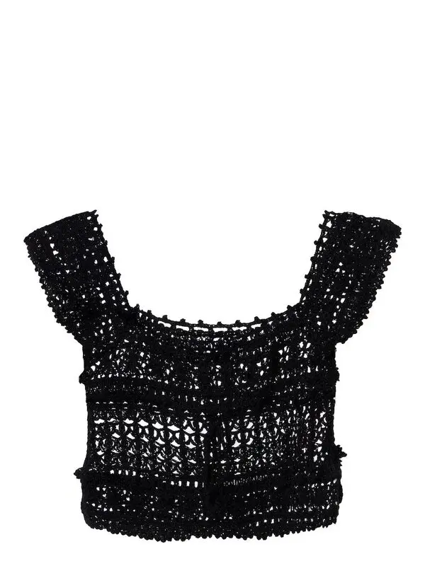 Anna Kosturova Crochet Crop Top - Black