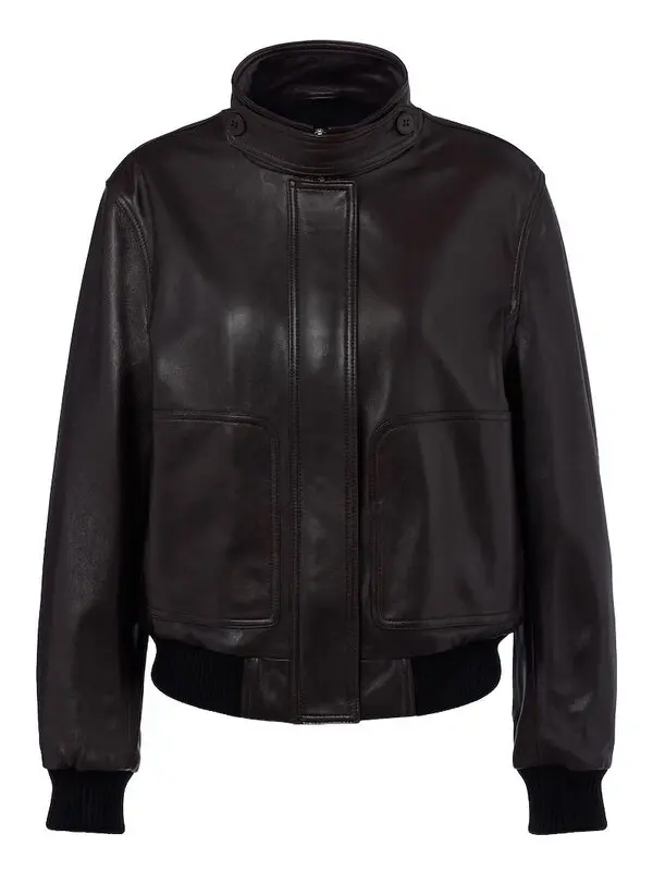 Nour Hammour Rios Leather Jacket - Brown