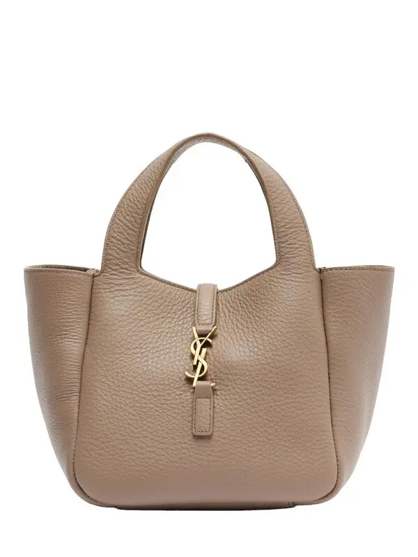 Saint Laurent Le 5 À 7 Bea Baby Leather Top Handle Bag - Beige
