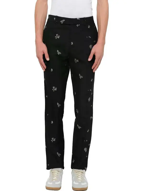 Alexander McQueen High-waisted Trousers With All-over Print - Black