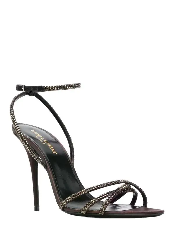 Saint Laurent Ava Embellished Stiletto Sandals - Brown
