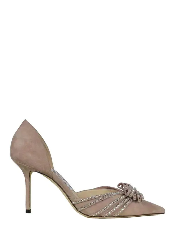 JIMMY CHOO Crystal-embellished Bow Detail Pumps - Neutrals