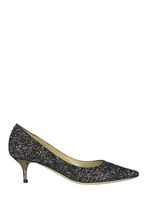 JIMMY CHOO Aza Glitter Pointed-toe Heeled Pumps - Black