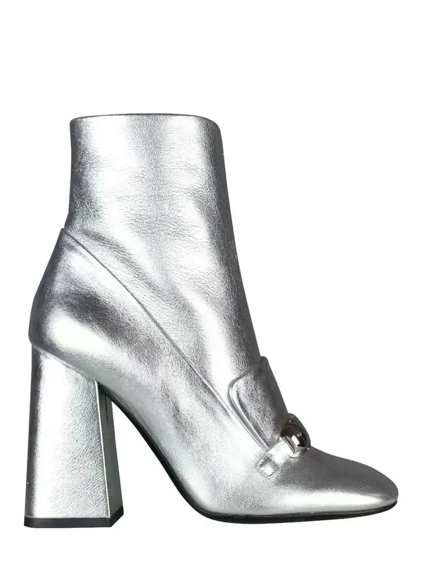 Burberry Brabant Metallic Leather Boots - Silver