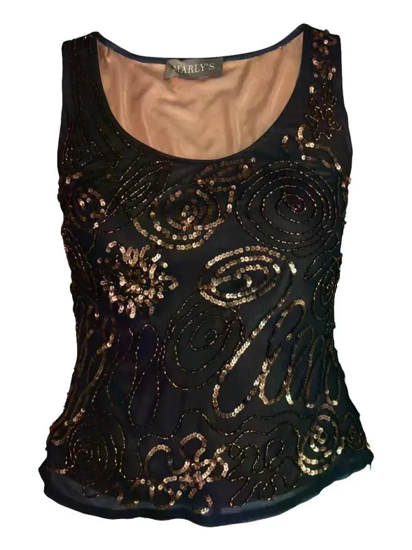 MARLY´S Marly's Embellished Sequin Tank Top - Black