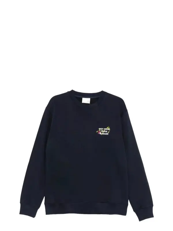Drole De Monsieur Floral-print Crew Neck Sweater - Blue