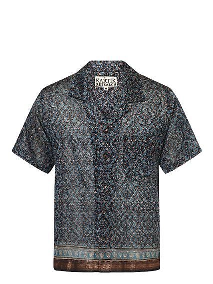 KARTIK RESEARCH Pattern Camp-collar Silk Shirt - Algae