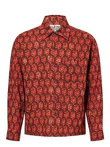 KARTIK RESEARCH Patterned Box Cotton Shirt - Red
