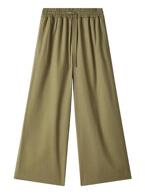 JOSEPH Thurla Wide-leg Cotton Trousers - Fig Leaf