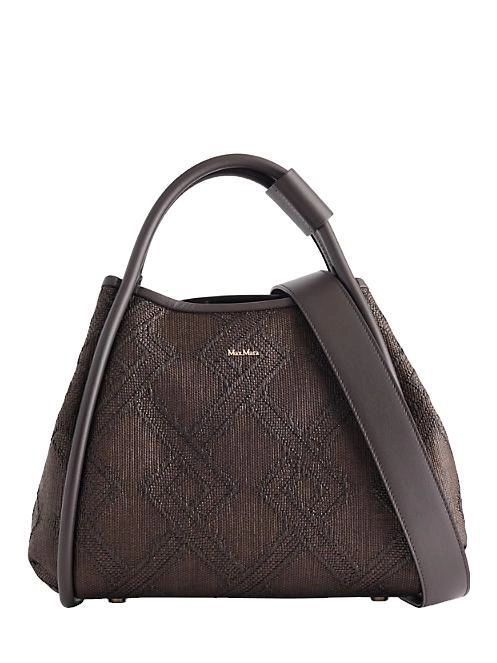 Max Mara Small Textured Woven Top-handle Bag - Dark Brown