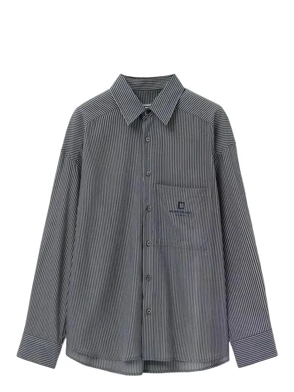 WOOYOUNGMI Striped-pattern Logo-detail Shirt - Black