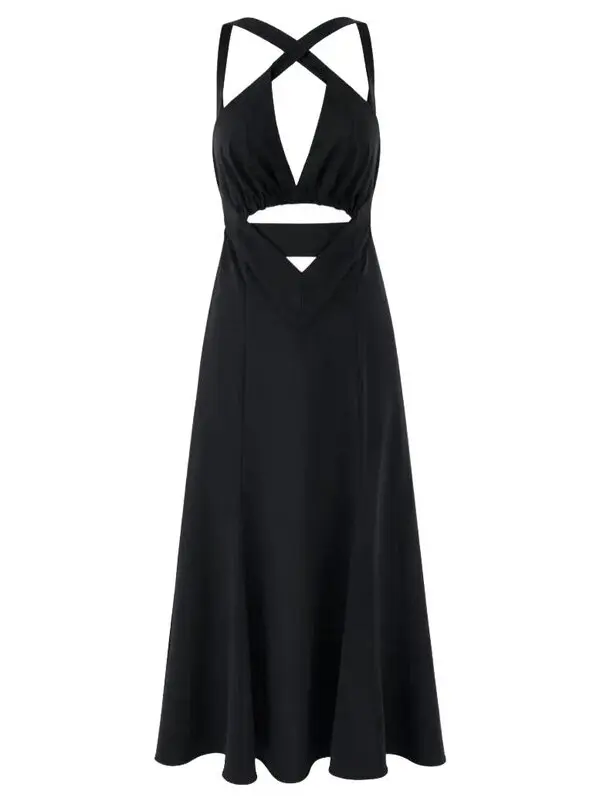 Rabanne Halterneck Cut-out Midi Dress - Black