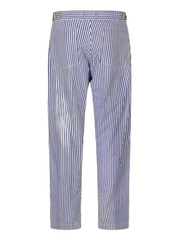 Comme Des Garçons Striped Cotton Trousers - Blue