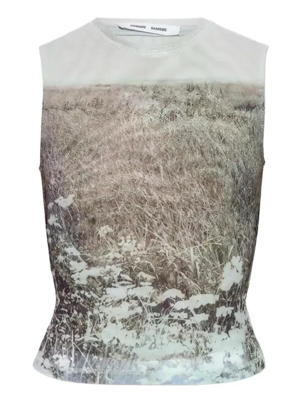 SAMSOE SAMSOE Saangel Landscape-print Top - Brown