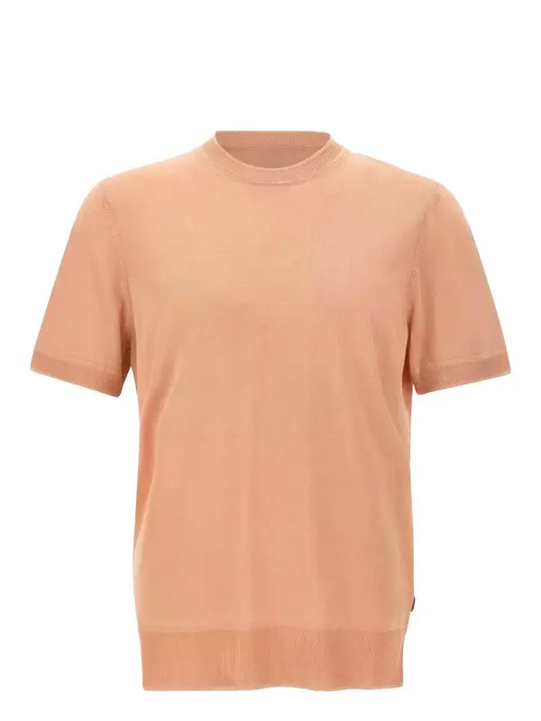 BOSS L-nottano Silk V-neck Short Sleeve Sweater - Orange