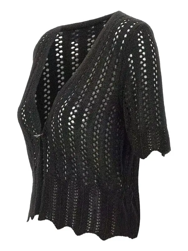 KAOS Openwork-knit Scalloped-edge Cardigan - Black