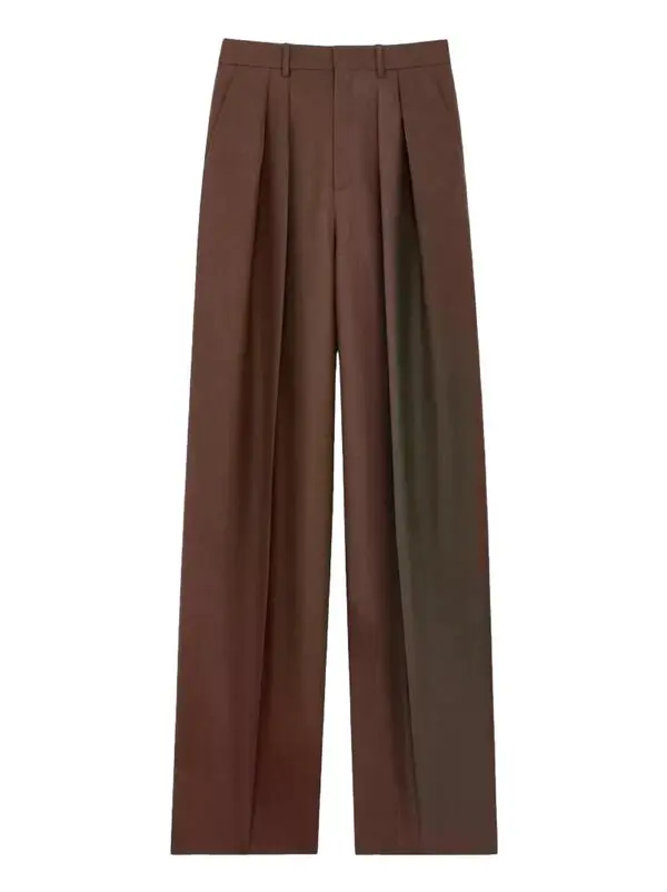Saint Laurent Pleated Wide-leg Trousers - Brown