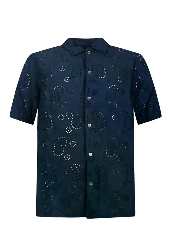 MC2 SAINT BARTH Broderie-anglaise Paisley-pattern Shirt - Blue
