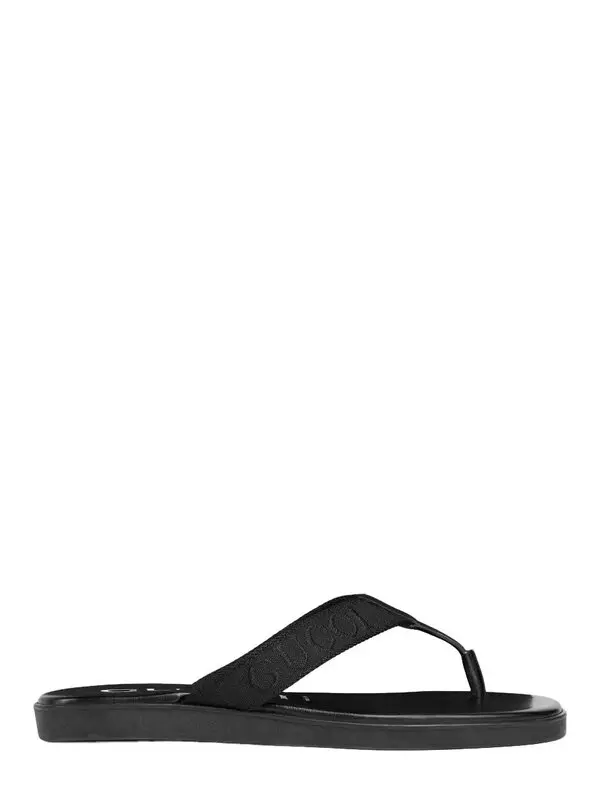 Gucci Logo-embroidered Thong Sandals - Black