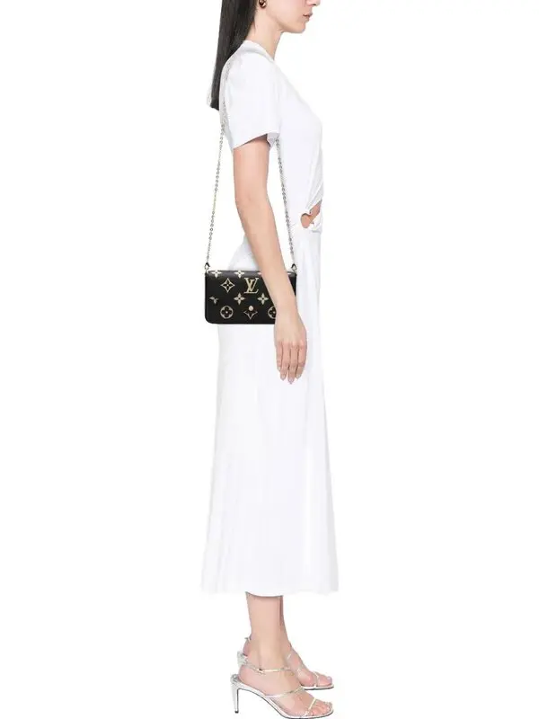 LOUIS VUITTON 2021 Monogram Empreinte Pochette Felicie Crossbody Bag - Black