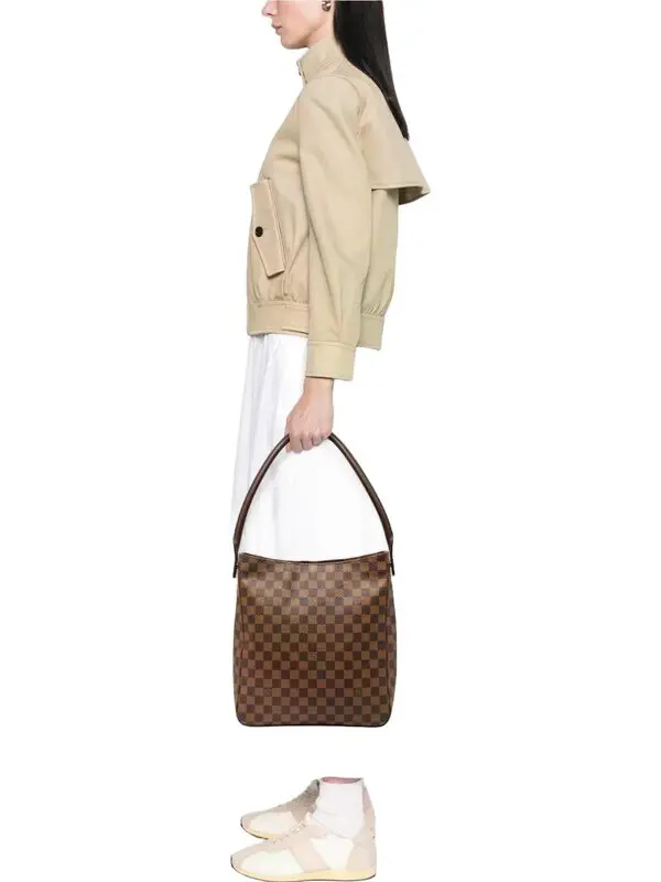 LOUIS VUITTON Damier Ebene Canvas Looping Gm Tote Bag - Brown