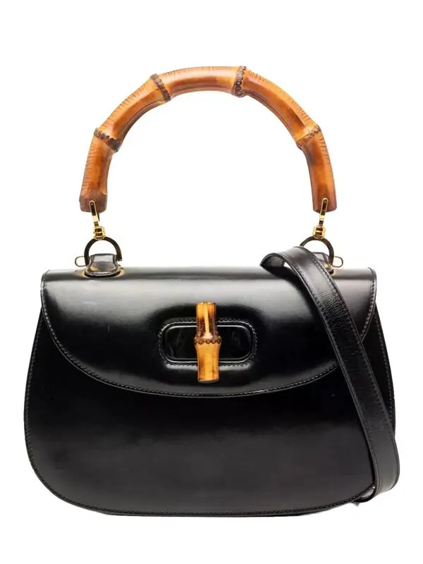Gucci 20th Century Calfskin Bamboo Night Satchel - Black