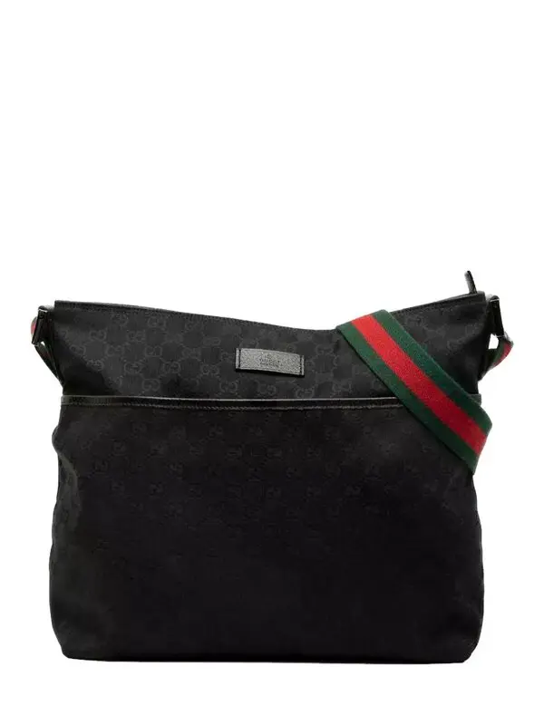 Gucci Gg Canvas Web Crossbody Bag - Black