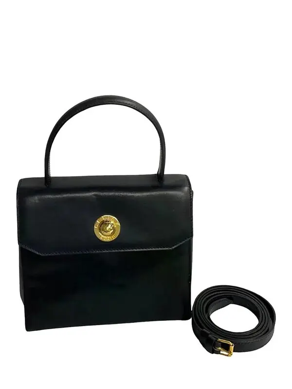 Celine 20th Century Calfskin Star Ball Top Handle Bag Satchel - Black
