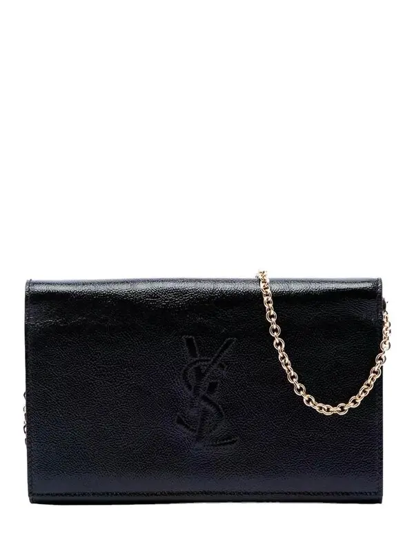 Saint Laurent Crinkled Calfskin Belle De Jour Clutch Shoulder Bag - Black