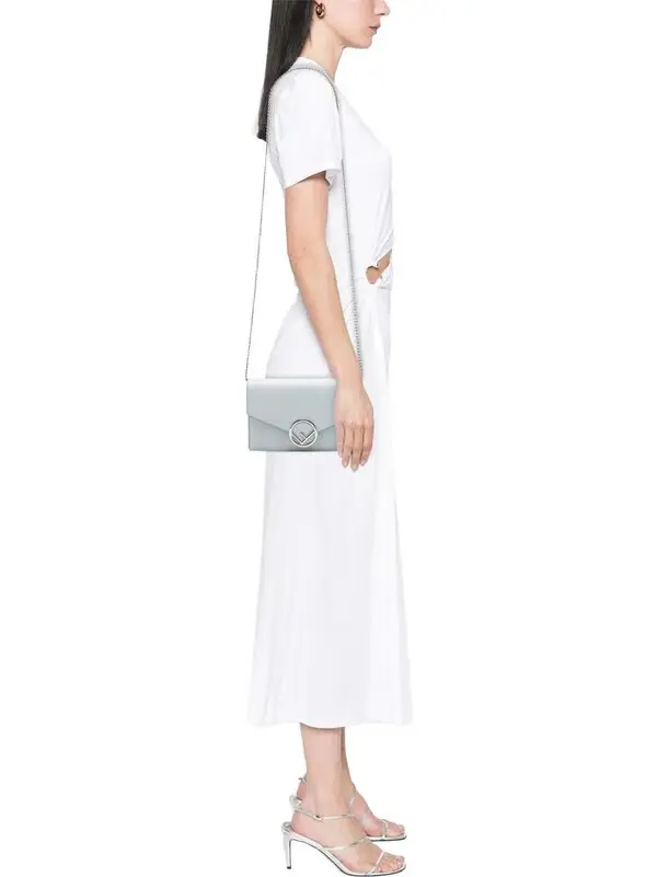 Fendi Leather F Is Envelope Wallet On Chain Crossbody Bag - Grey