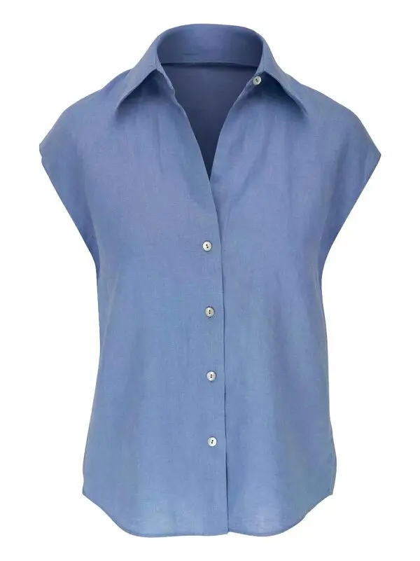 Vince Sleeveless Linen Shirt - Blue