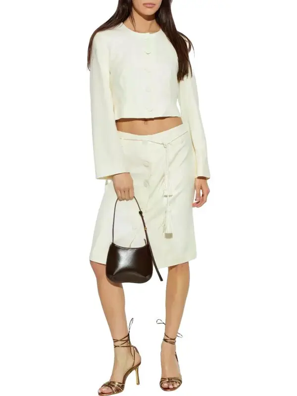 Posse Elspeth Button-up Wool Cropped Jacket - Neutrals