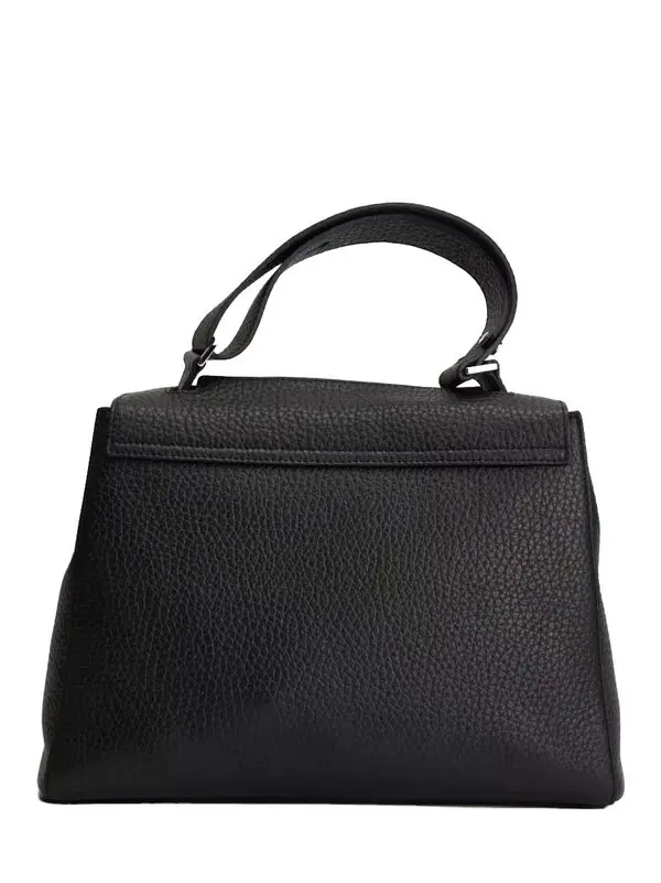 Orciani Sveva Pebbled Leather Shoulder Bag - Black
