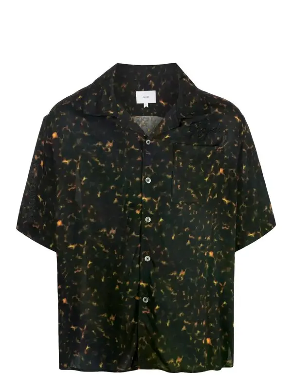 Rhude Abstract-print Logo-embroidered Shirt - Black