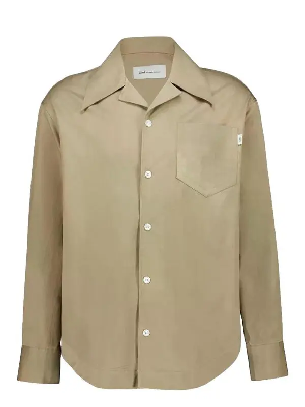 AMI Paris Cotton Camp Collar Shirt - Neutrals