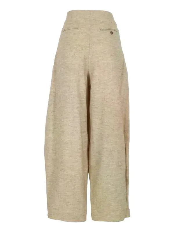 EMMA E GAIA Pleated Wide-leg High-waisted Trousers - Neutrals