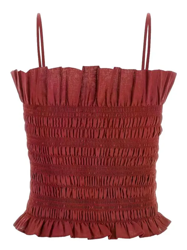 Andamane Suri Smocked Top - Red