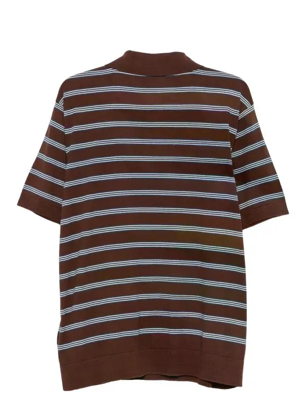 Moncler Striped Short-sleeve Polo Shirt - Brown