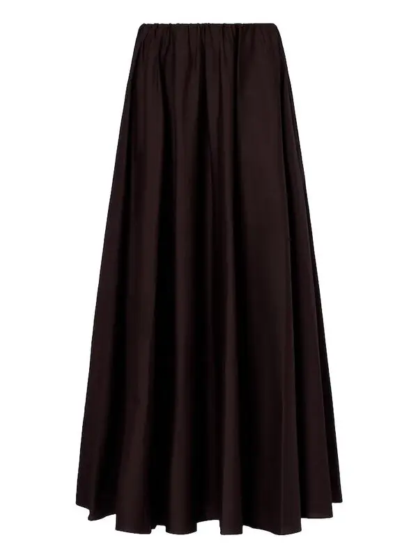 Staud Milano Pleated Cotton-blend Maxi Skirt - Brown